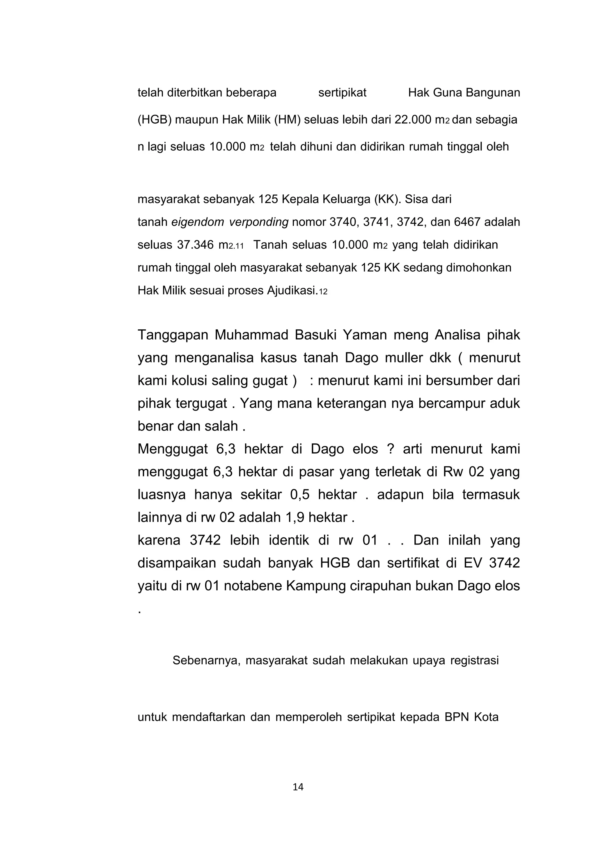 PK Kedua Dago elos ditolak analisa muhammad basuki yaman menganalisa Pihak kasus Tanah Dago elos ...