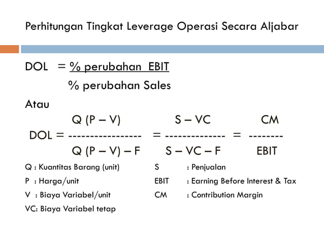 Analisa operasional leverage dan financial leverage & Break Even Point ...