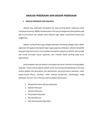 Analisa pekerjaan dan desain pekerjaan | PDF