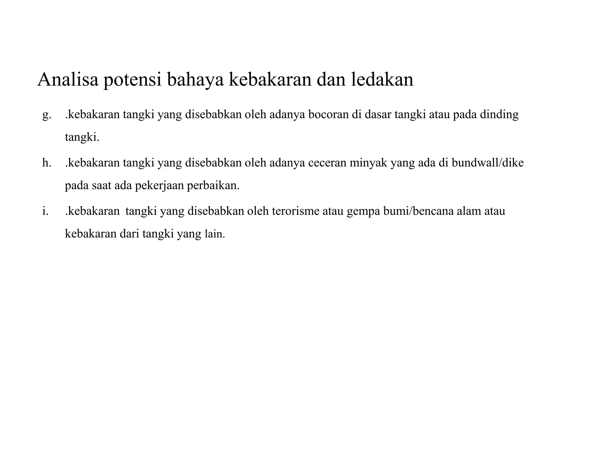 Analisa potensi bahaya kebakaran dan ledakan serta langkah-langkahuntuk ...