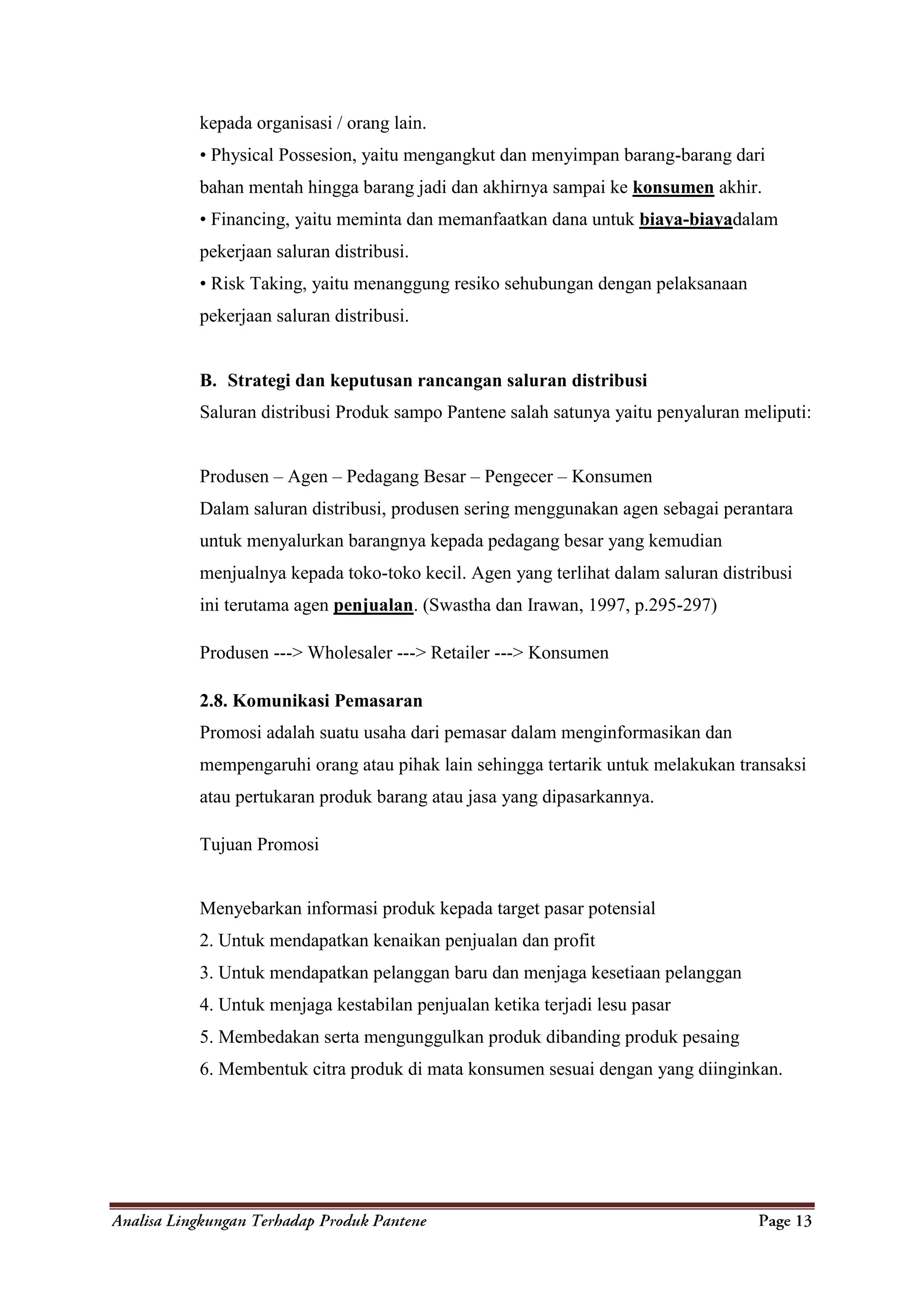 Analisa produk sampo pantene | DOCX