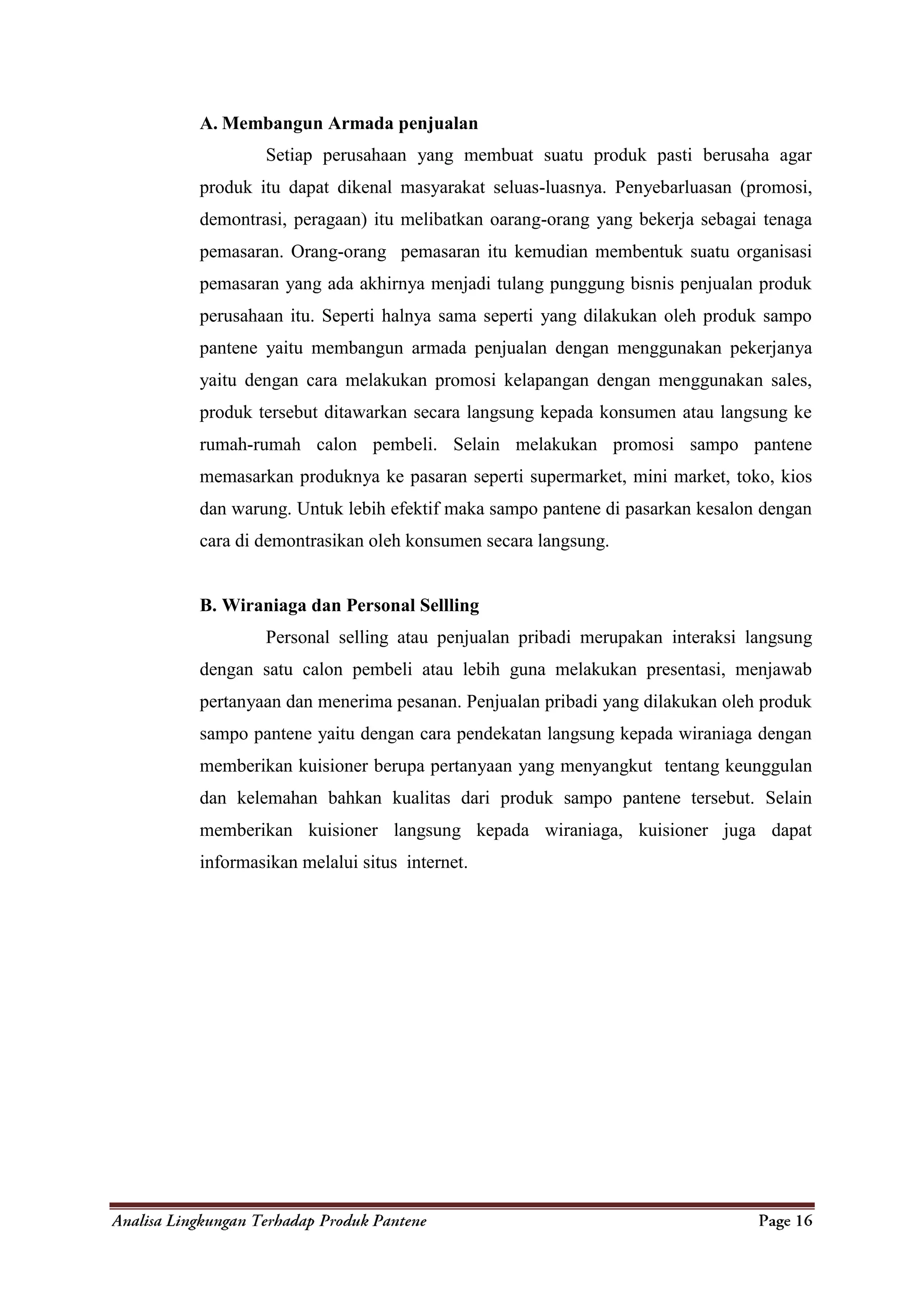 Analisa produk sampo pantene | DOCX