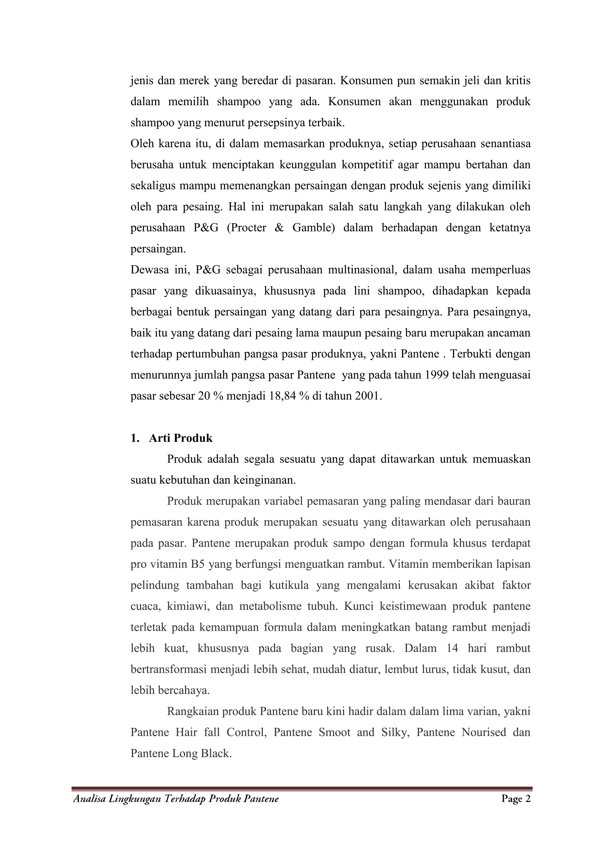 Analisa produk sampo pantene | DOCX