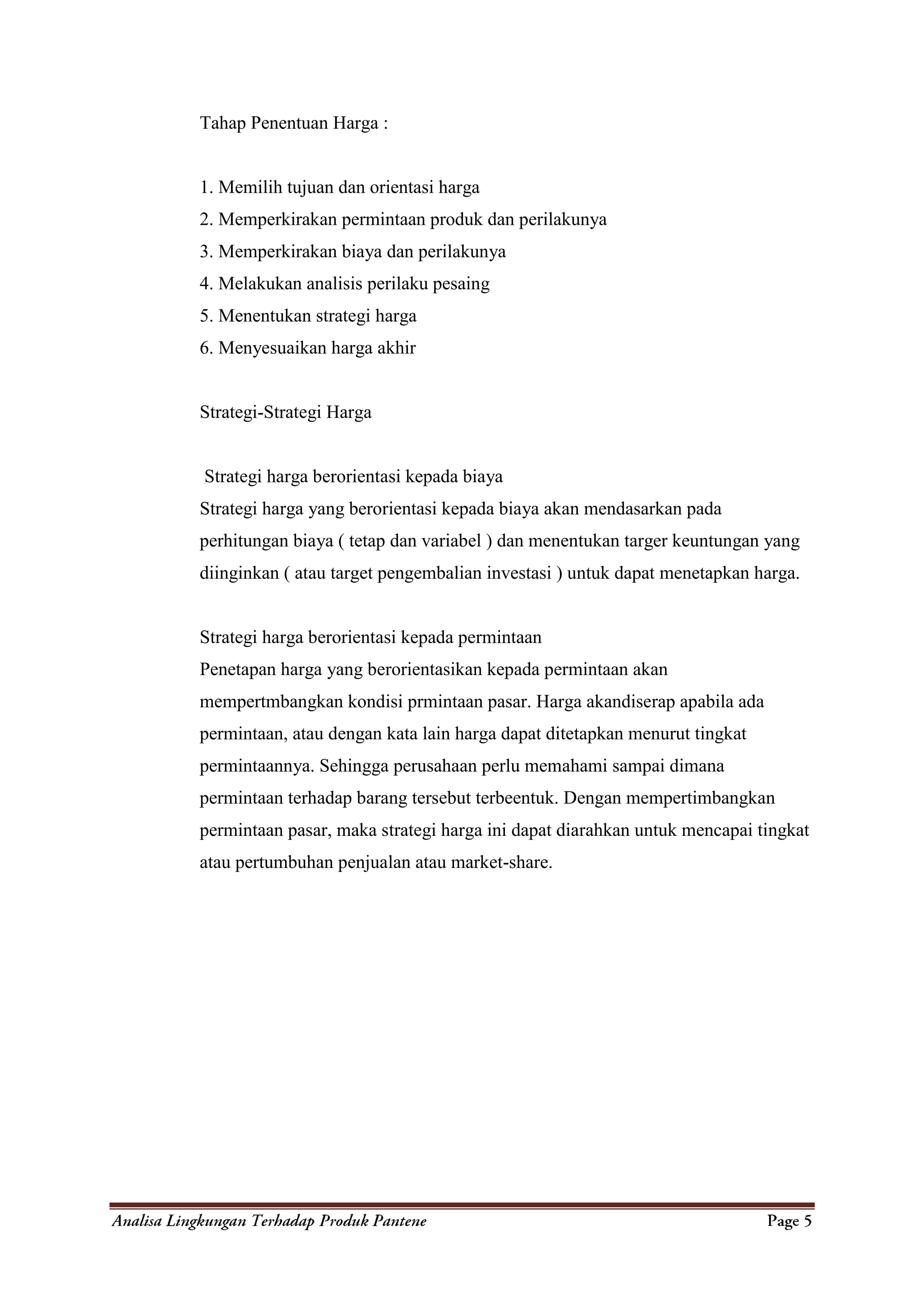 Analisa produk sampo pantene | DOCX