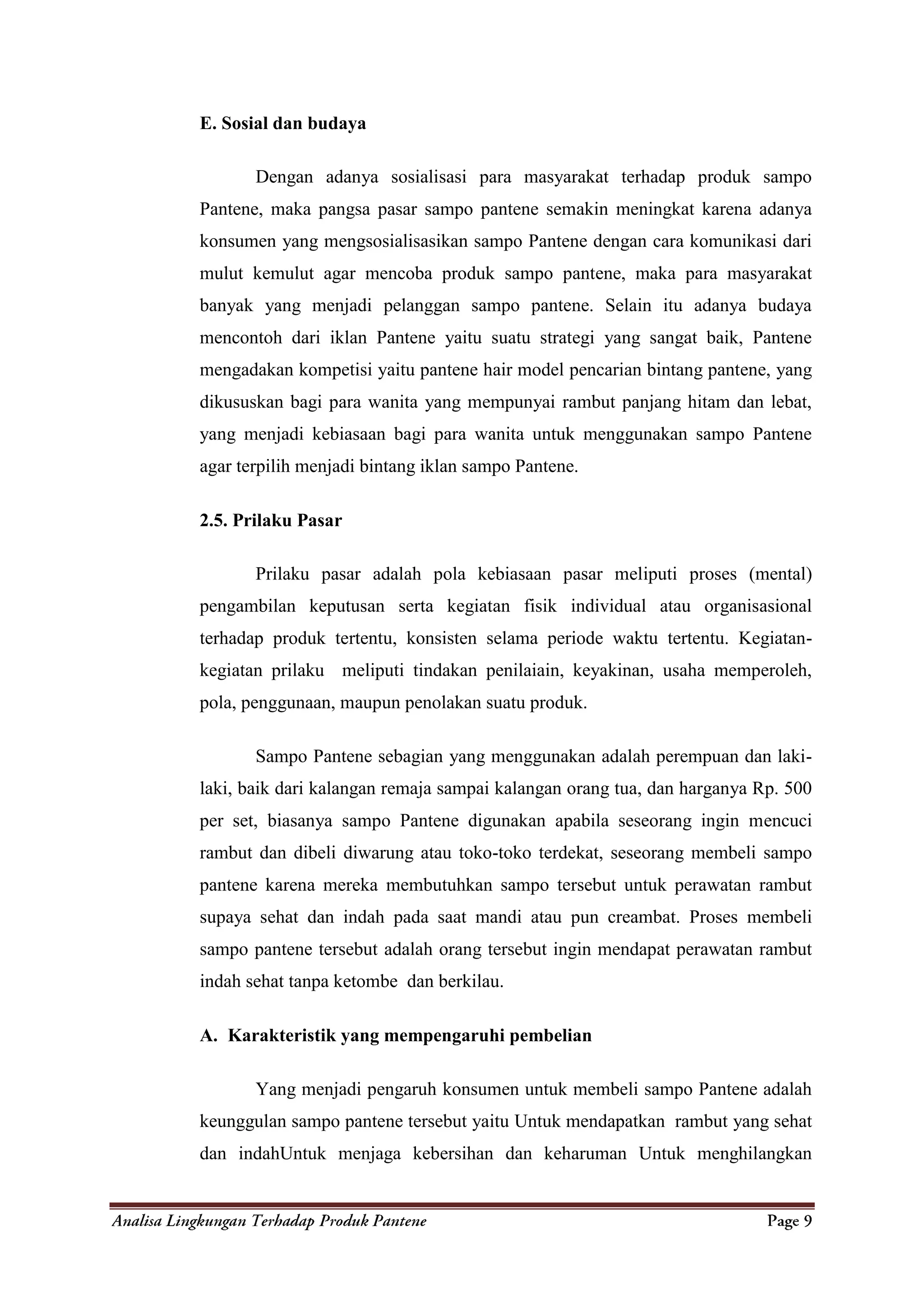 Analisa produk sampo pantene | DOCX