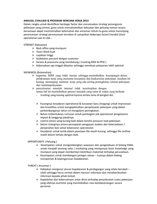 Analisa program kerja | PDF
