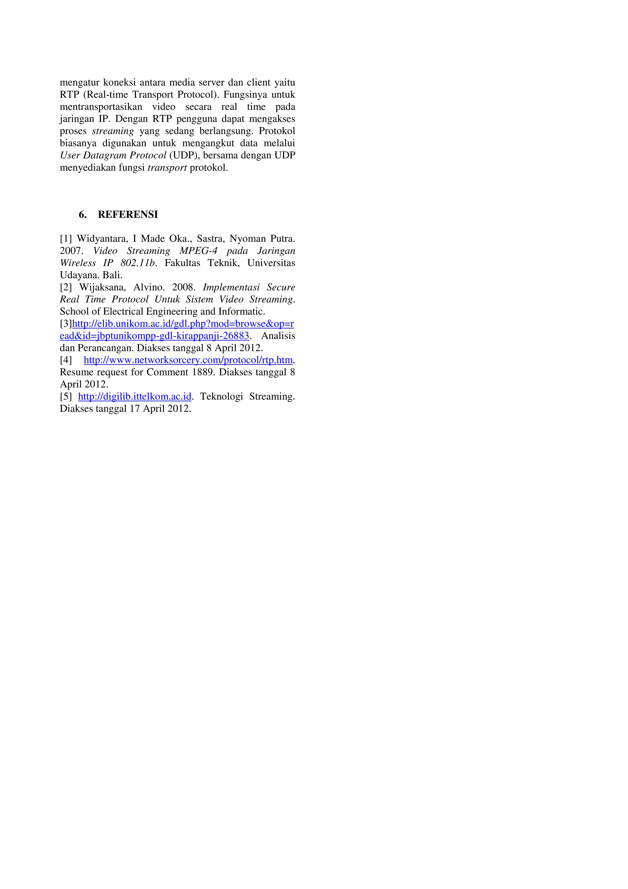 Analisa proses video streaming menggunakan rtp | PDF