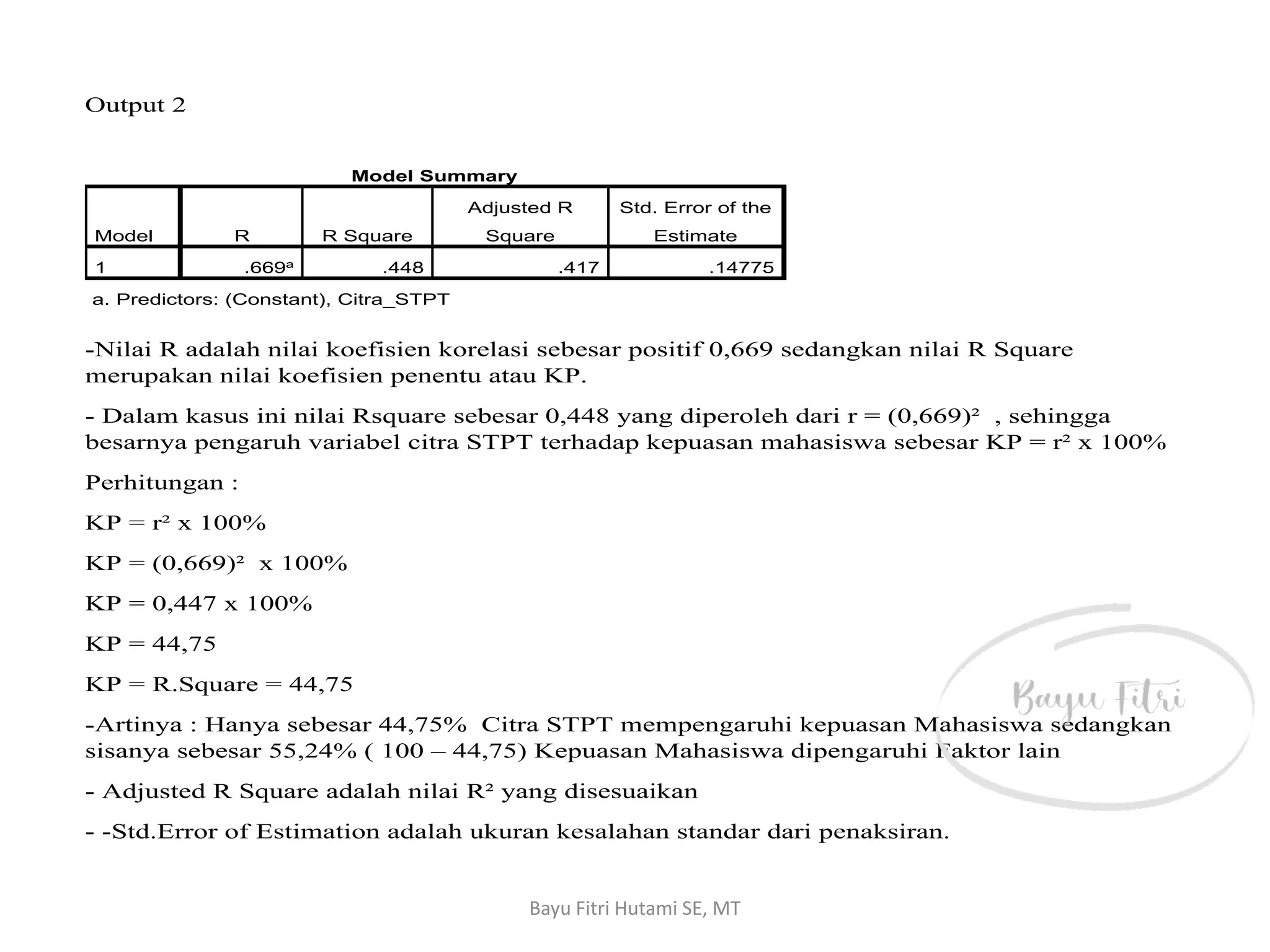 Analisa regresi linear sederhana.1.21