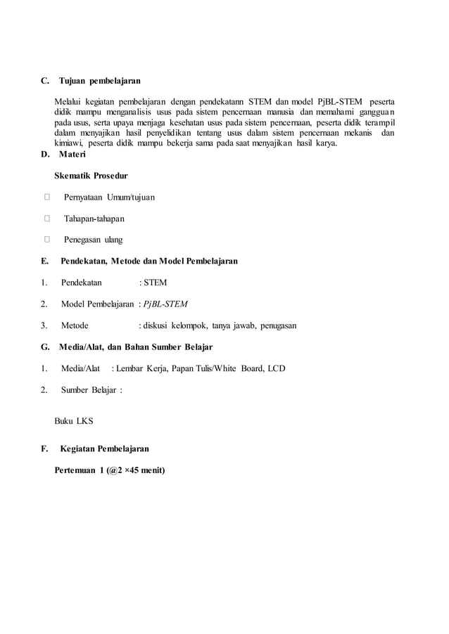 Analisa rpp ipa berpendekatan stm dan rpp model stm kelompok 9 | PDF