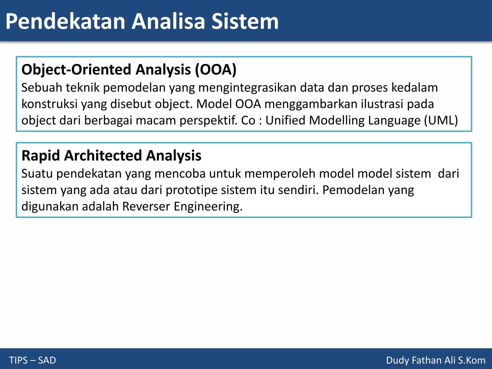System Analysis and Design - Analisa Sistem | PPTX