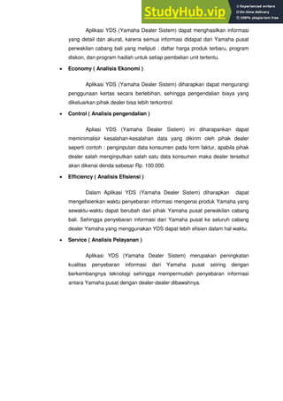 Analisa Sistem Informasi Yamaha Dealer Service (YDS) Pada CV. Niaga Pratama Motor | PDF