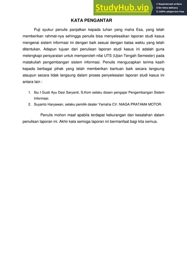 Analisa Sistem Informasi Yamaha Dealer Service (YDS) Pada CV. Niaga Pratama Motor | PDF