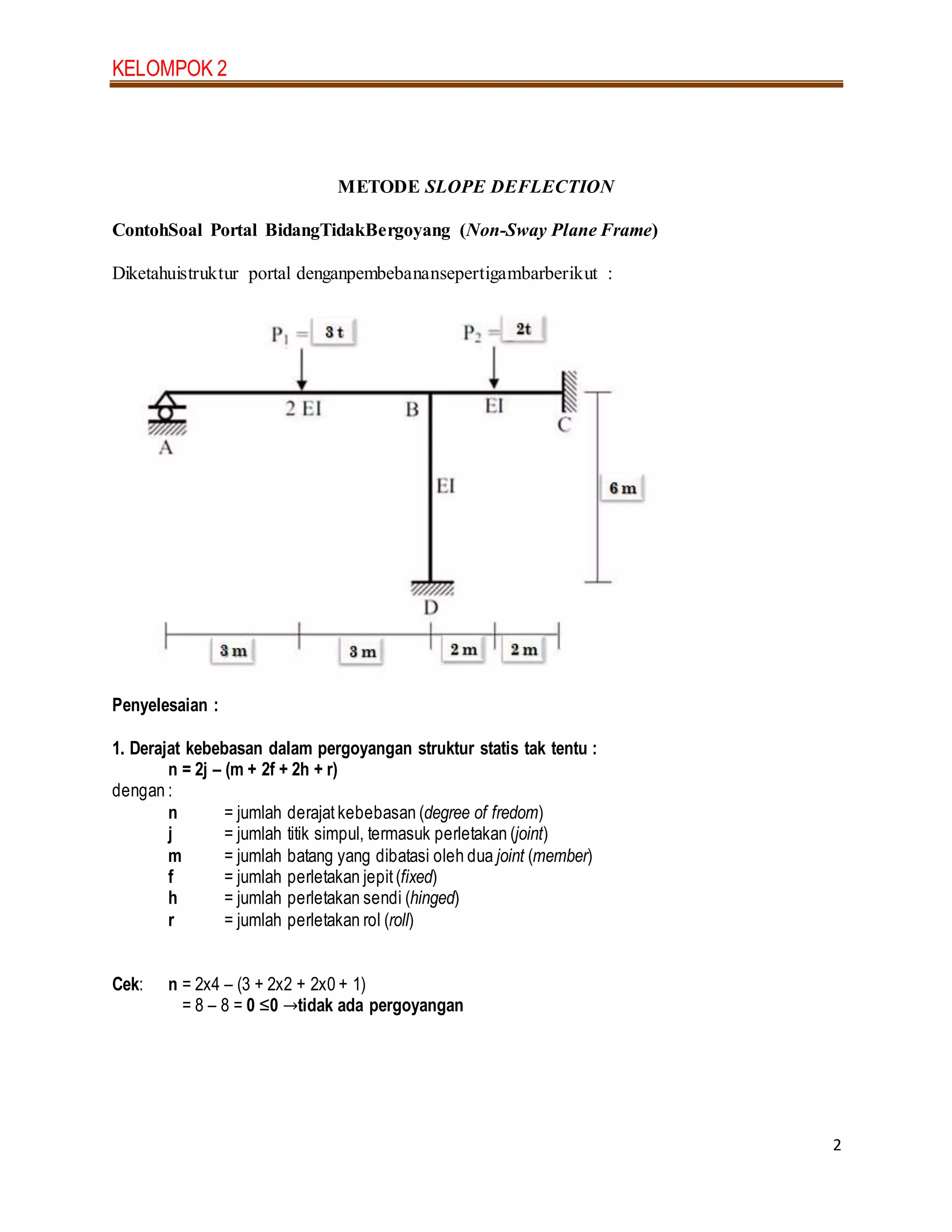 Analisa struktur metode slope deflection | DOCX