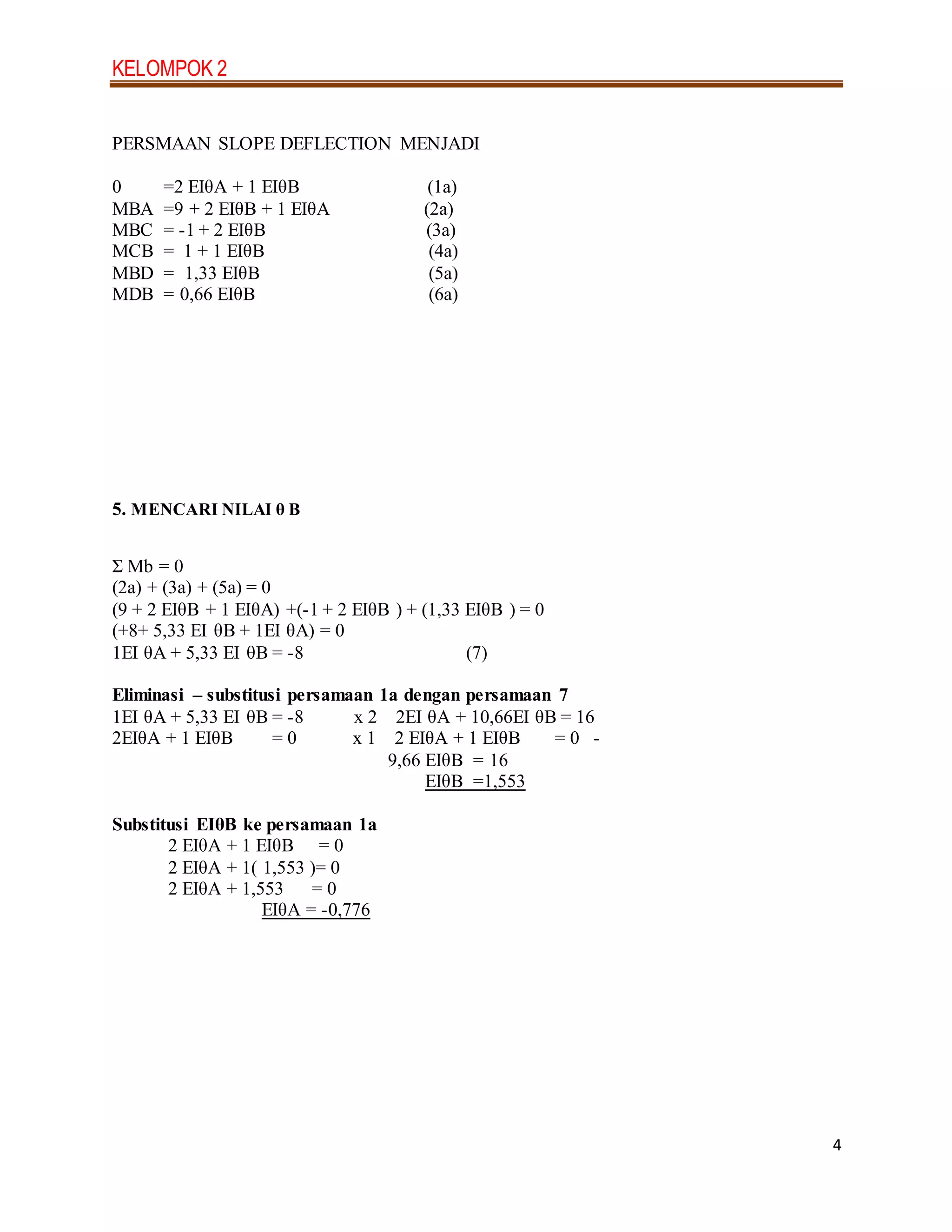 Analisa struktur metode slope deflection | DOCX