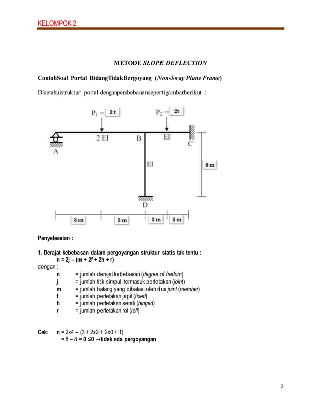 Analisa struktur metode slope deflection | DOCX | Physics | Science