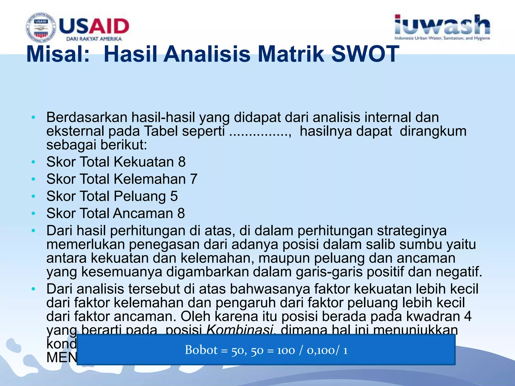 Swot analisa IUWASH Probolinggo - Batu | PPTX