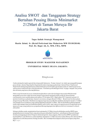 Analisa swot dan tanggapan strategy bertahan bisnis minimarket 212 mart ...