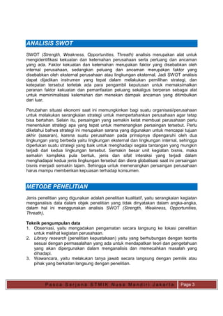 Analisa swot percetakan graphindo berkah utama | PDF