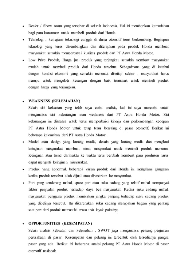 Analisa swot pt astra | PDF