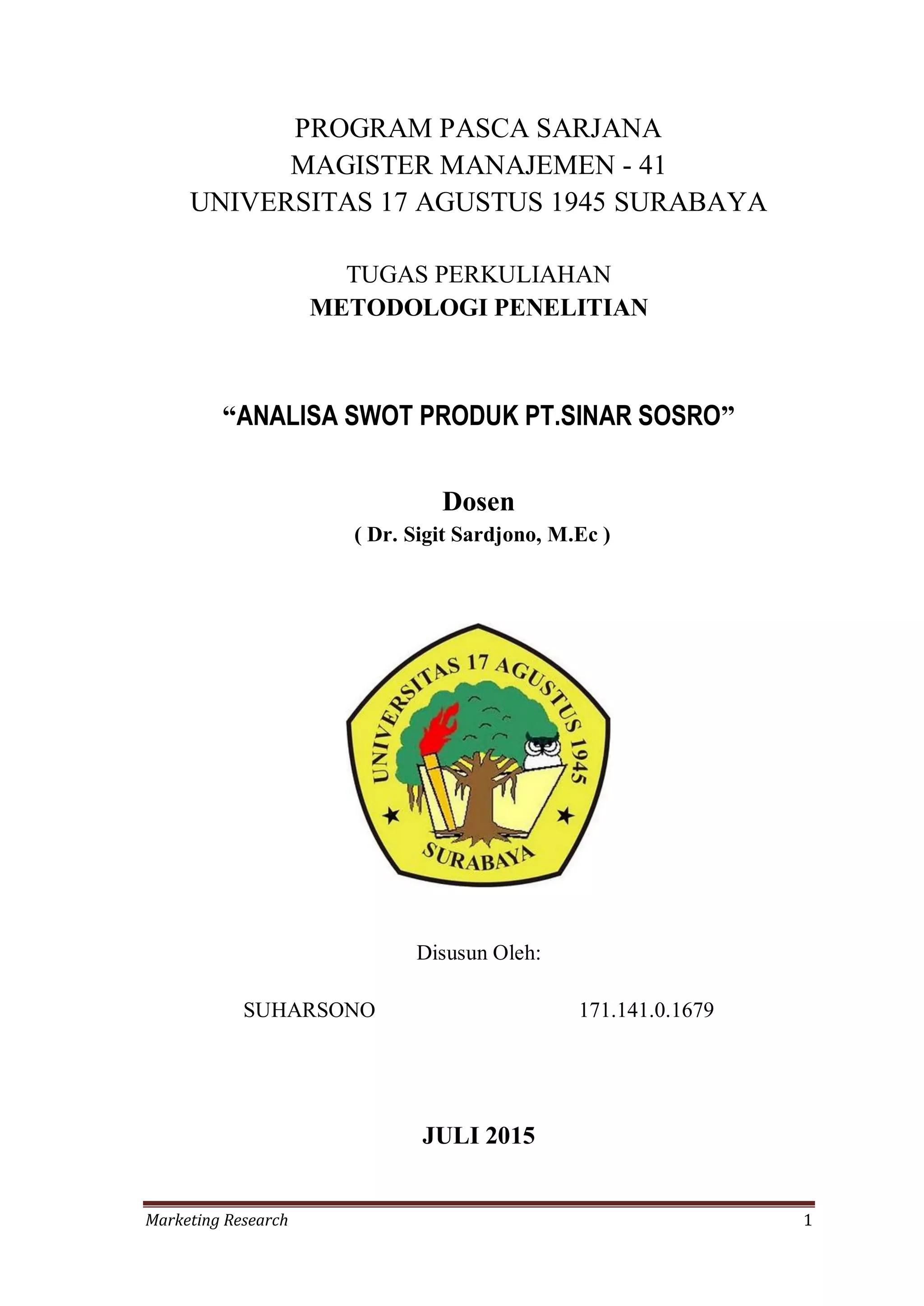 Analisa swot pt sinar sosro | PDF