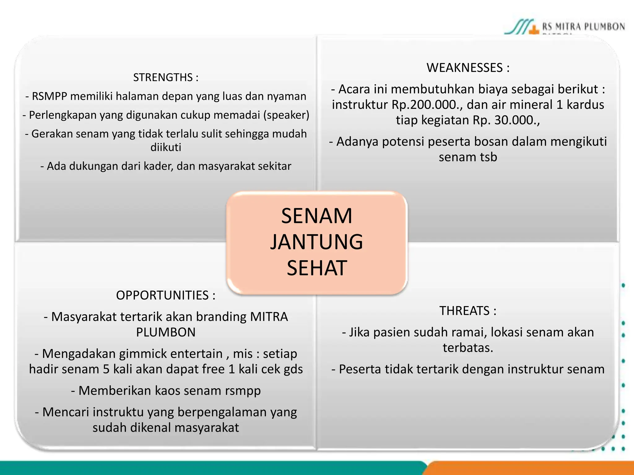 ANALISA SWOT SENAM JANTUNG SEHAT .pptx