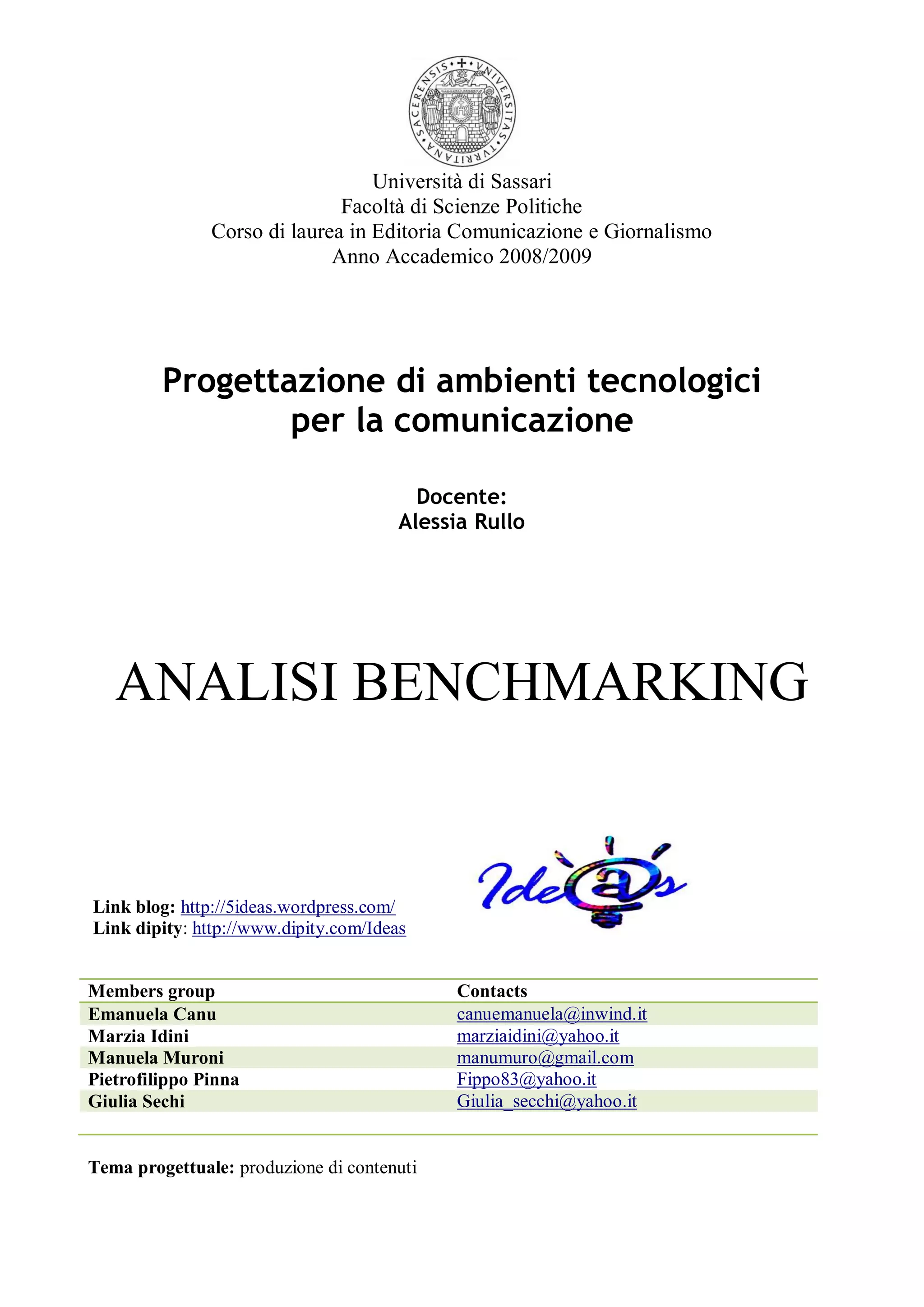 Analisi Benchmarking Ide@S Def. | PDF | College Education | Education
