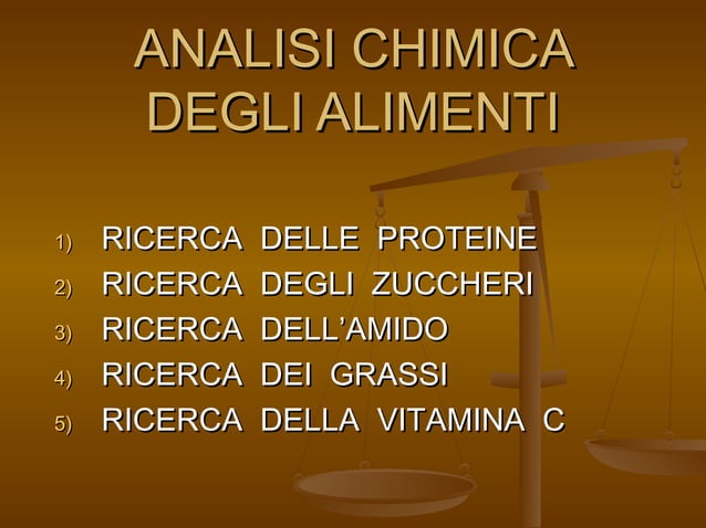 Analisi chimica degli alimenti | PPT