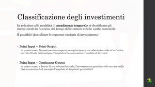 Analisi degli Investimenti | PPTX