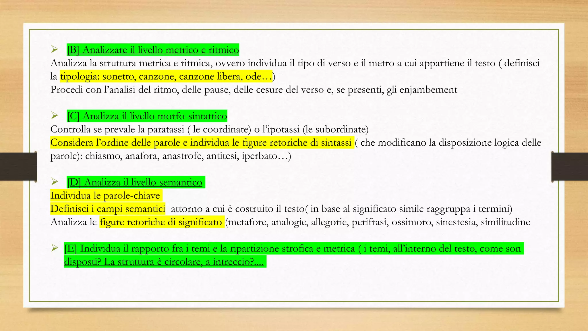 Analisi di un testo poetico | PPTX