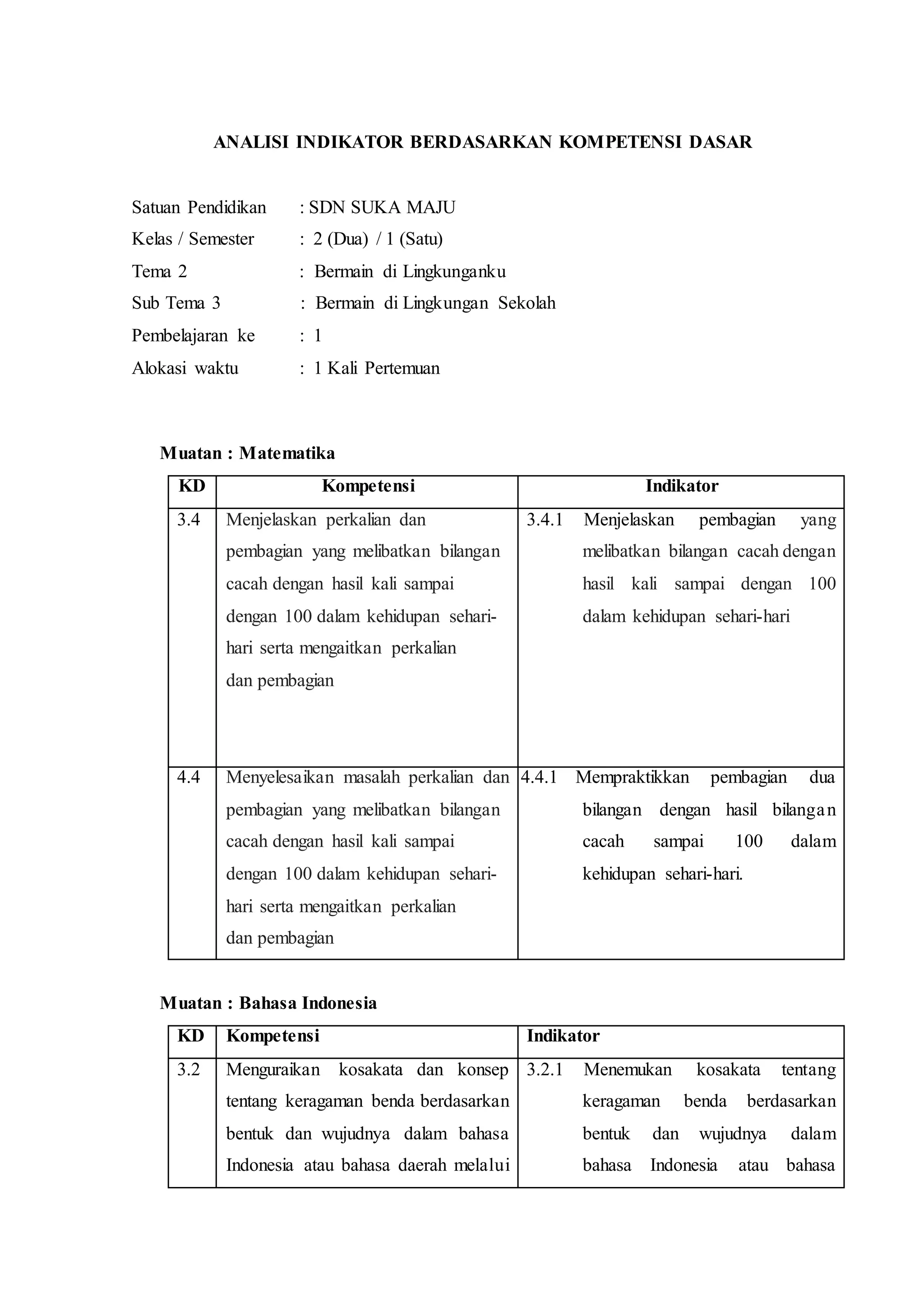 Analisi indikator | DOCX