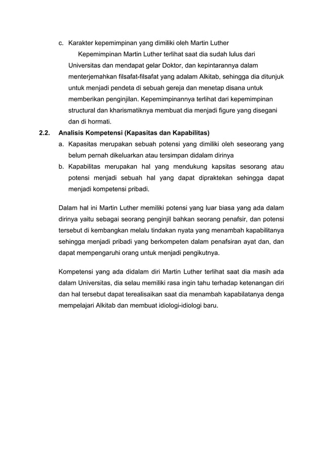 Analisis Karakter Tokoh "Martin Luther" | PDF