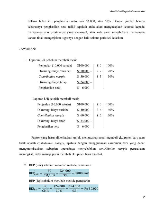 Analisis biaya-volume-laba | PDF