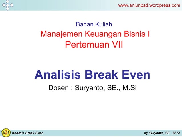 Analisis break-even | PDF