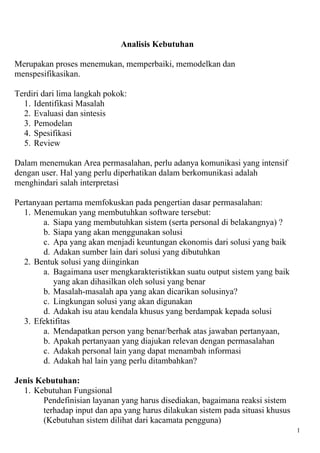 Analisis Kebutuhan | PDF