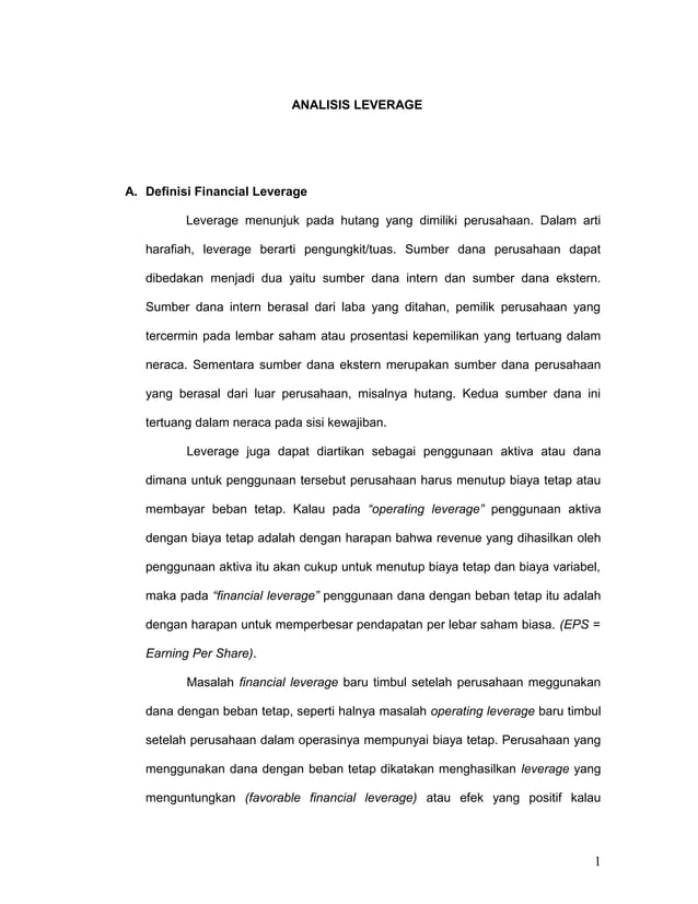 Analisis leverage | PDF