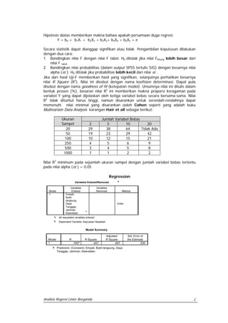 Analisis regresi linier berganda | PDF