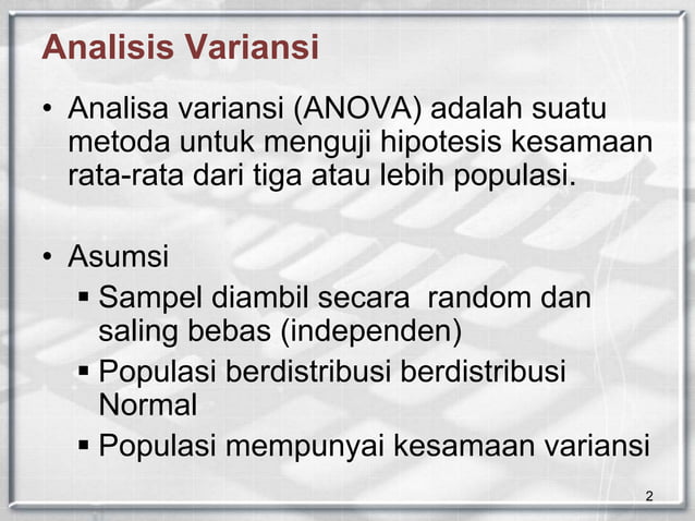 analisis-variansi statistik penelitian analisis data | PPT