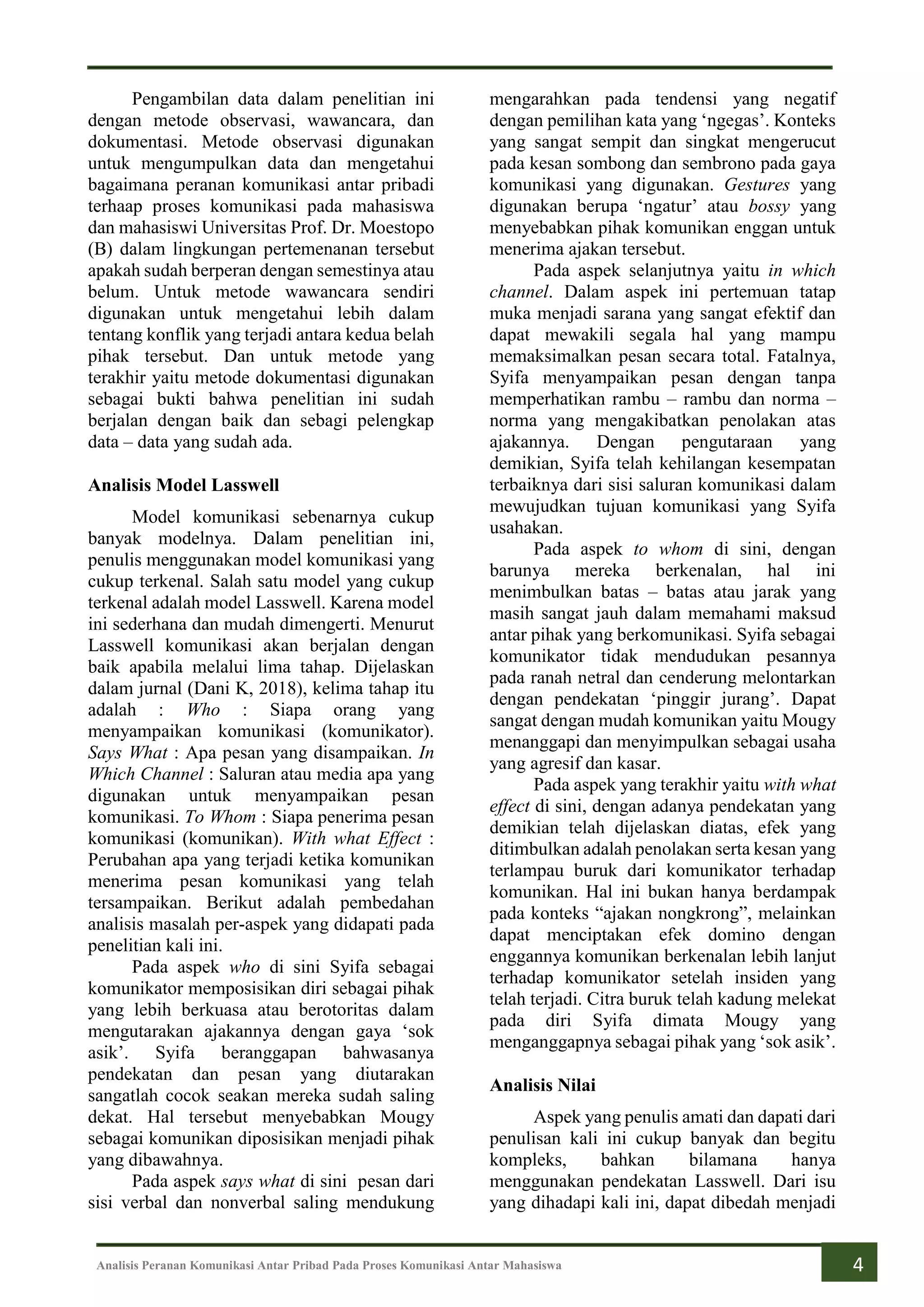 ANALISIS PERANAN KOMUNIKASI ANTAR PRIBADI PADA PROSES KOMUNIKASI ANTAR ...