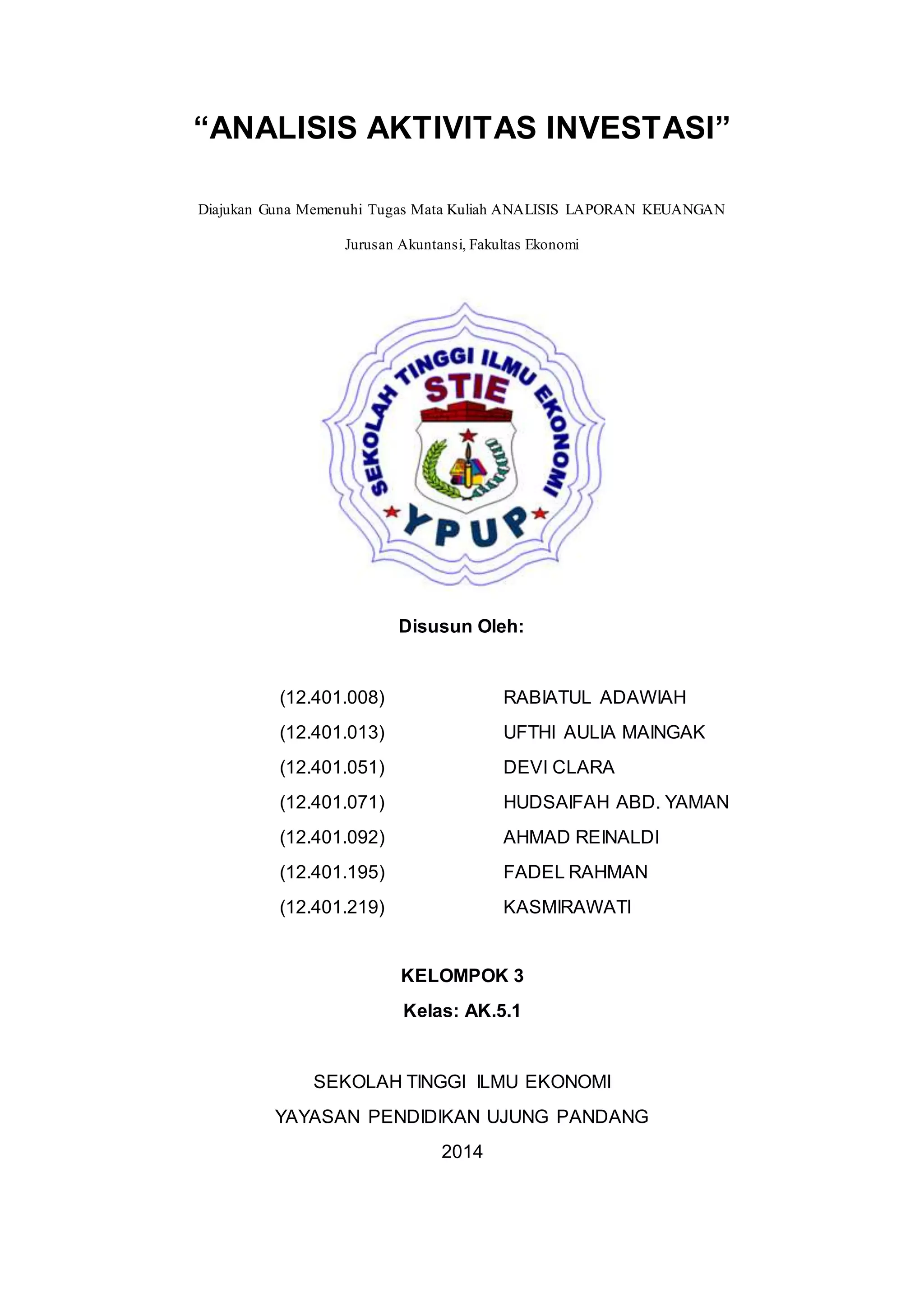 Analisis aktivitas investasi | DOCX