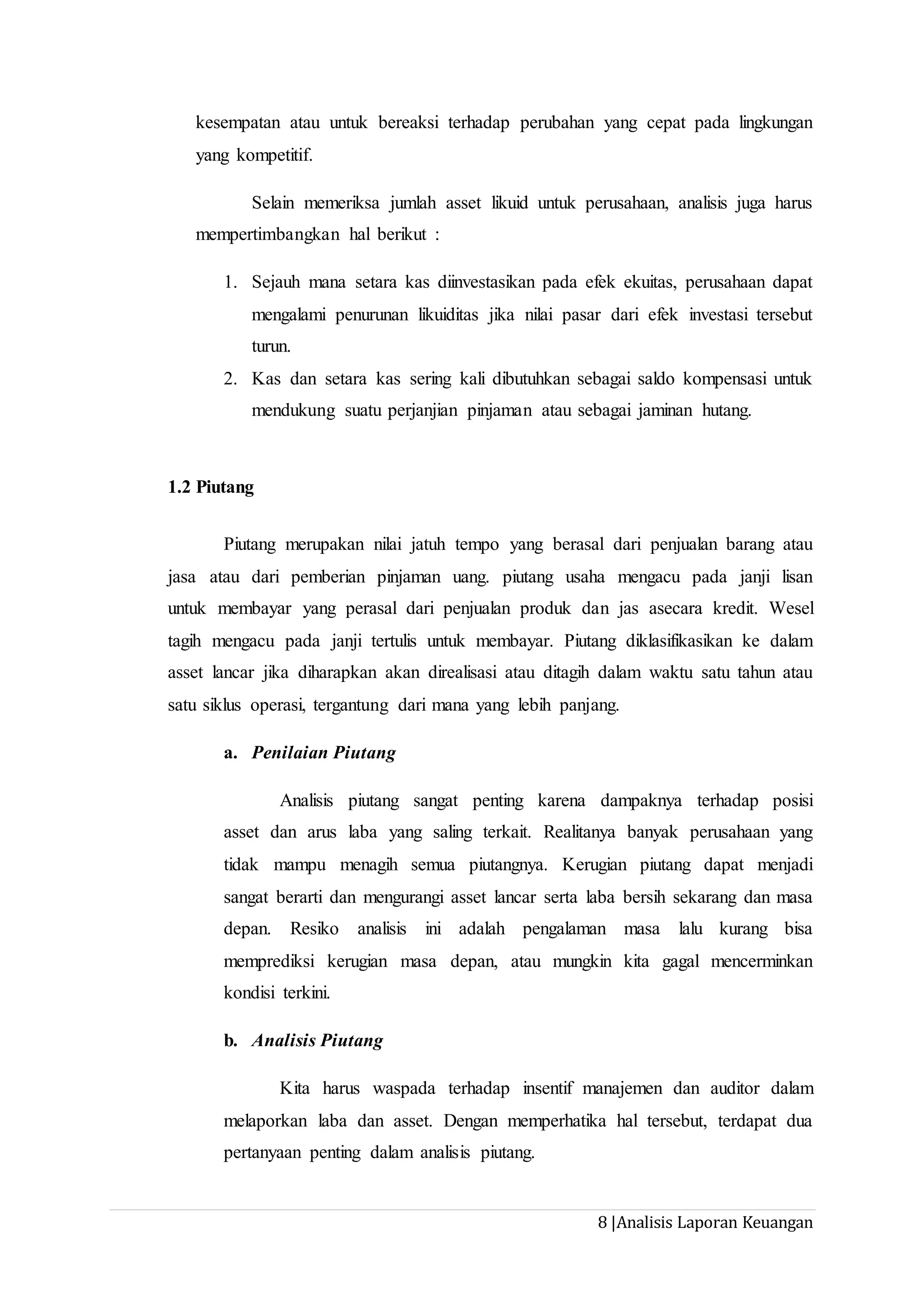 Analisis aktivitas investasi | DOCX