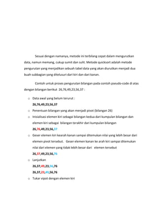 Analisis Algoritma Pada Masalah Sorting | PDF