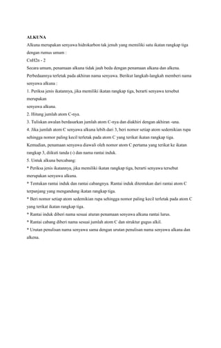 Analisis alkana, alkuna | DOCX