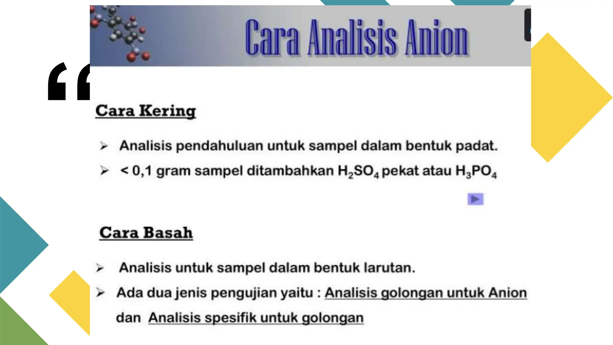 Analisis Anion Yang Menjelaskan Mengenai Kimia Ppt