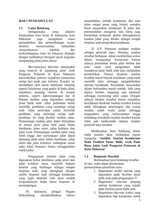 Analisis antrian kendaraan di jl.ap.pettarani makassar | PDF