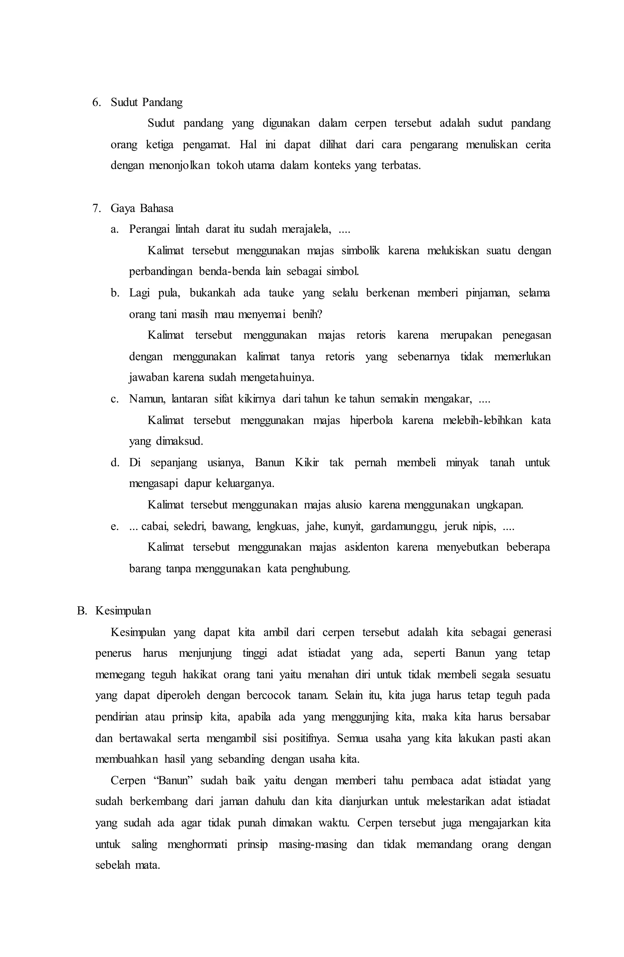 Analisis Novel Banun | PDF