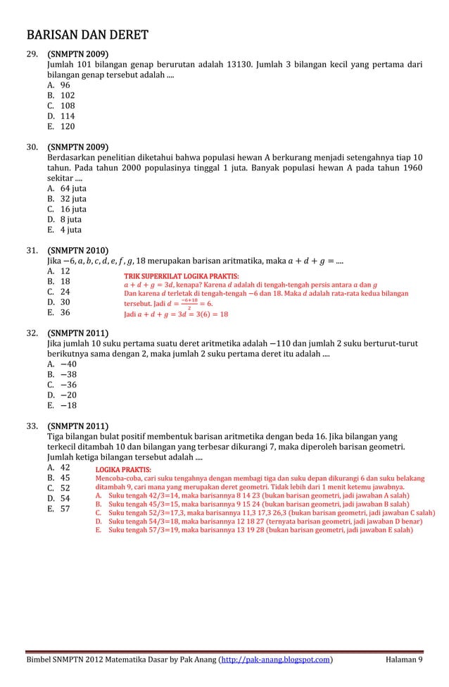Analisis bedah soal snmptn 2012 matematika dasar | PDF
