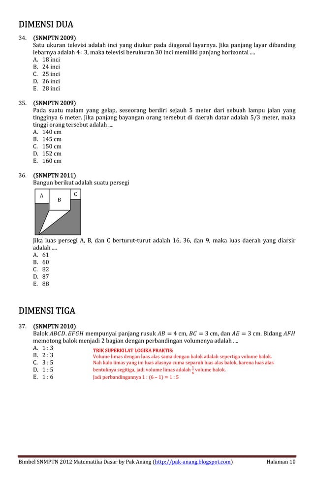 Analisis bedah soal snmptn 2012 matematika dasar | PDF
