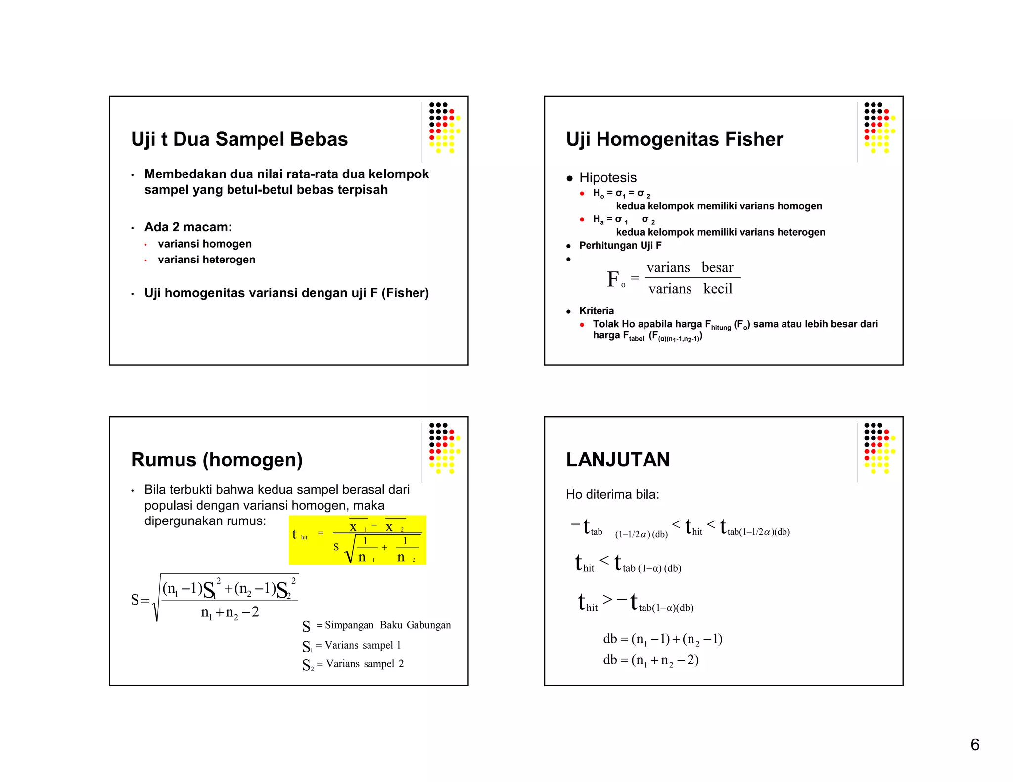 Analisis beda uji t uji f. | PDF