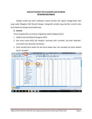 Analisis bivariat korelasi_dan_regresi_data_numerik_dan_numerik | PDF