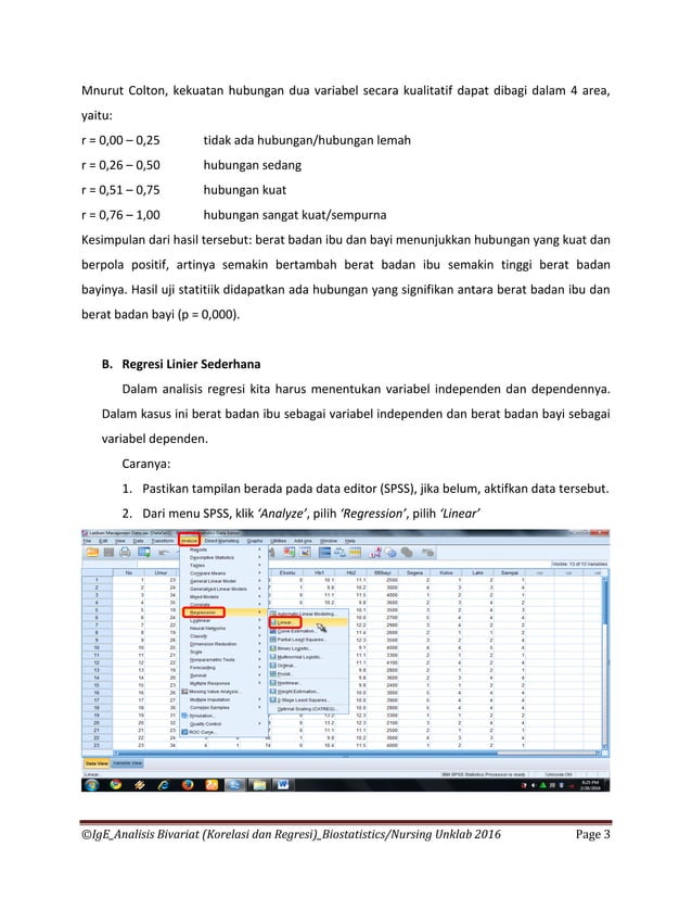 Analisis bivariat korelasi_dan_regresi_data_numerik_dan_numerik | PDF